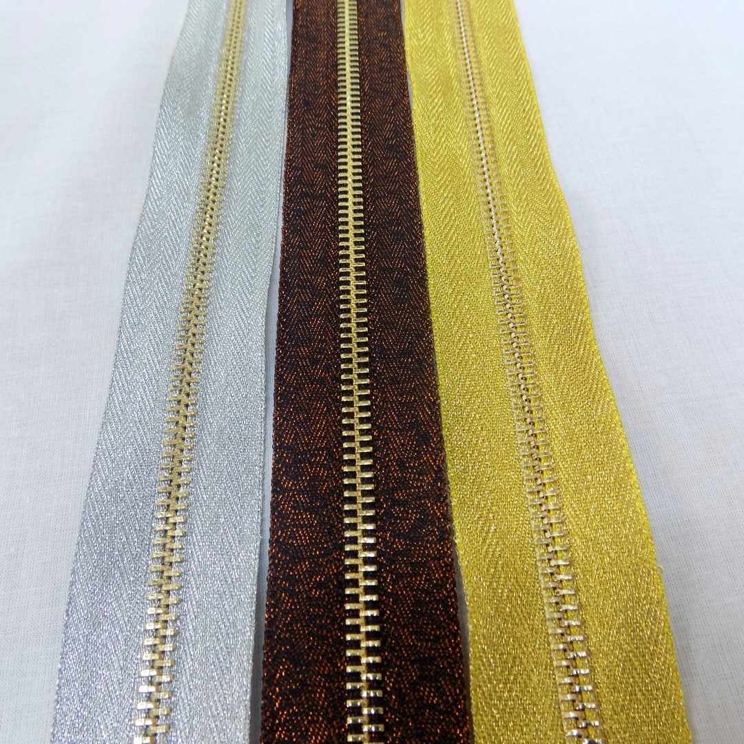 Metal Zips - 16in Zipper With Bronze, Gold, Silver or Steel Metallics ...