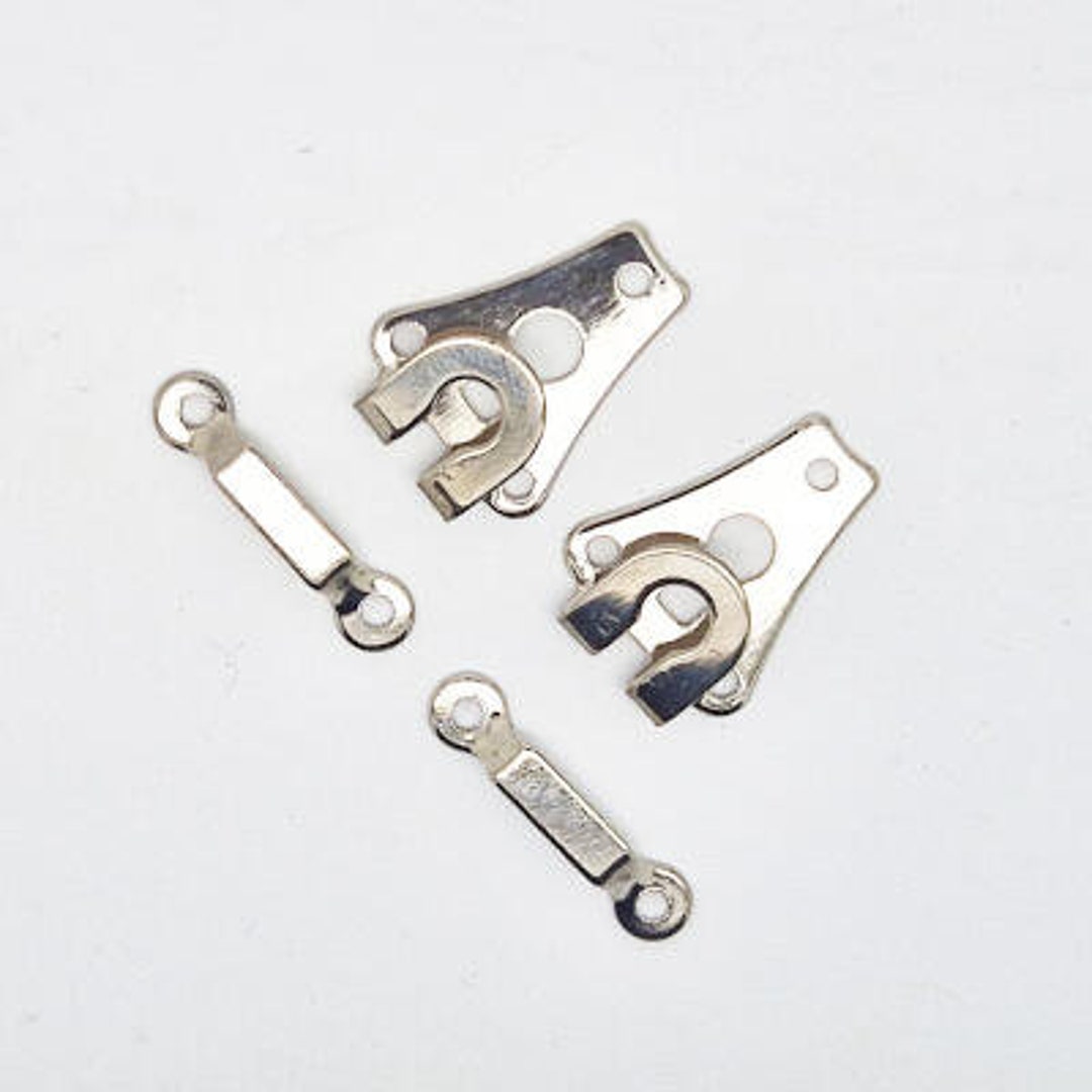 Two Large Hook and Bar Fastener Clasp Black or Silver Metal X 2 Trouser ...