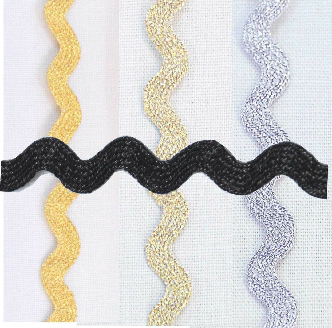 3 Metres Wavy Metallic Ric Rac Ricrac Zigzag Trim Braid 7 Mm 9mm Black ...