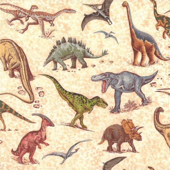 100% Cotton Fabric Fat Quarters | Dinosaur Fossils Skeleton Footprints ...