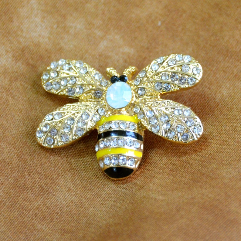 Diamante Bumblebee Button | Bee Shank Buttons Gold, Black, White and ...