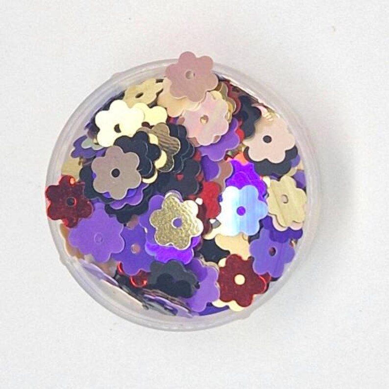 Mixed Colour Flat Flower Sequins 5g Loose Mini 6mm Sew-on Sewing ...