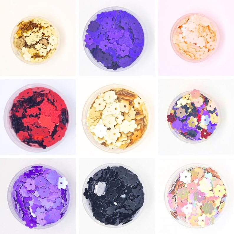 Mixed Colour Flat Flower Sequins 5g Loose Mini 6mm Sew-on Sewing ...