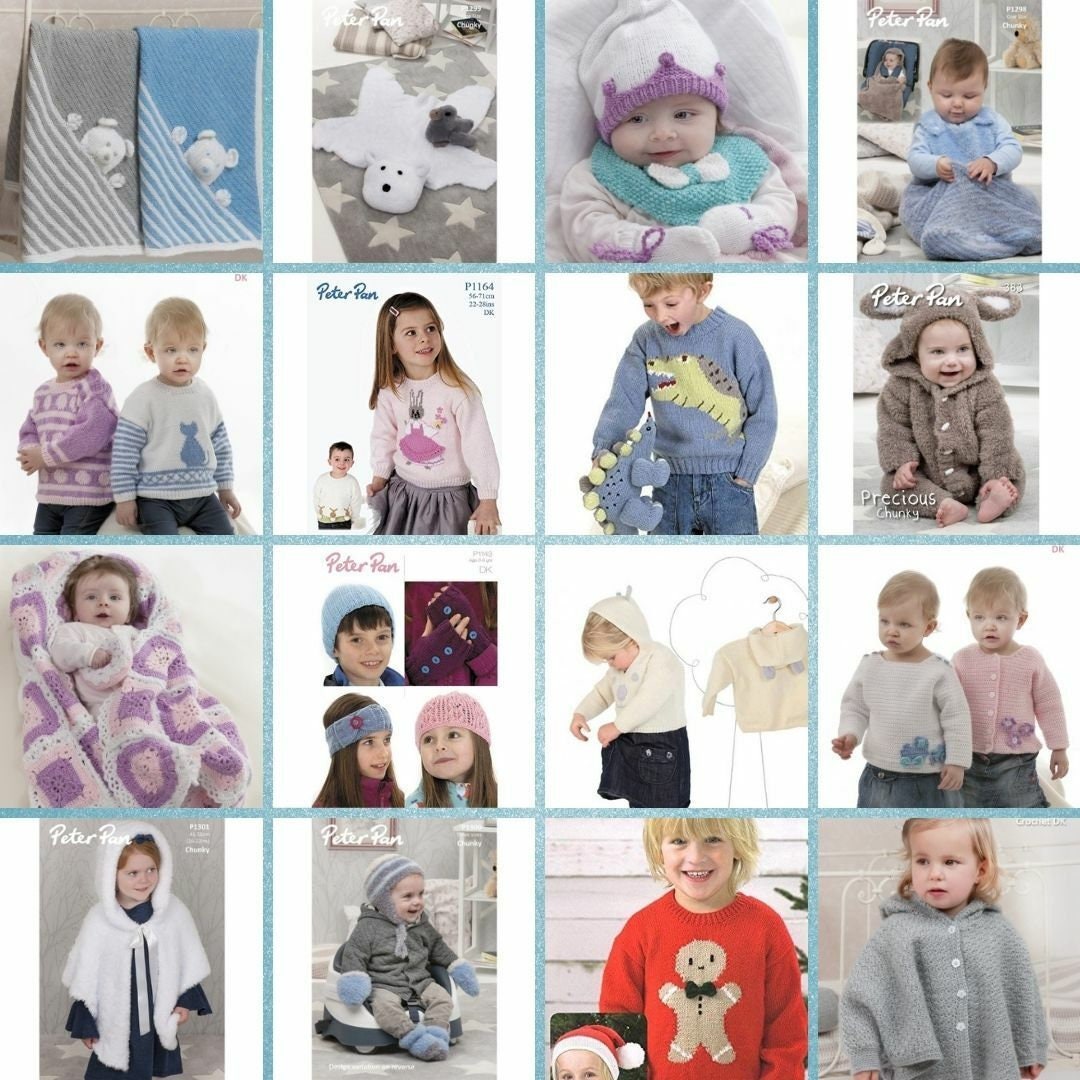 Peter Pan Knitting Crochet Patterns & Books - Baby Children 3ply 4ply ...
