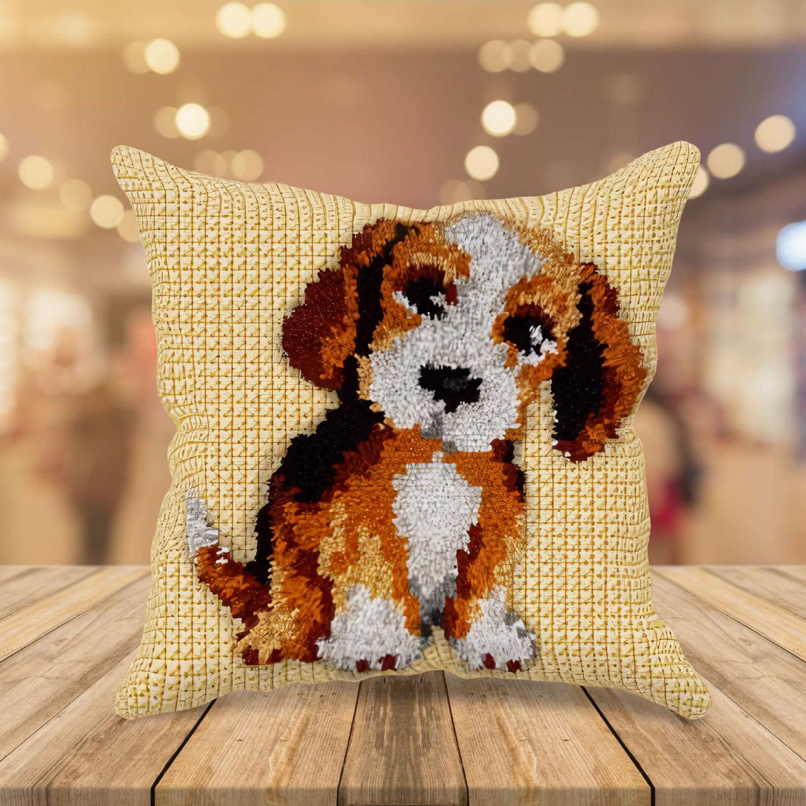 Little Dog Latch Hook Kit Cushion Cover Rug Making Beginner Craft Kits ...