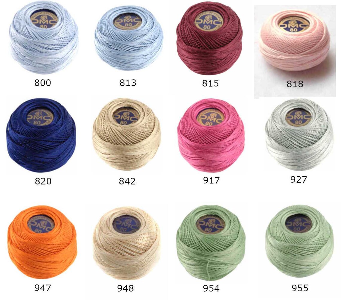 DMC 80 Fil A Dentelles Special Cotton Crochet Lace Bobbin Tatting ...