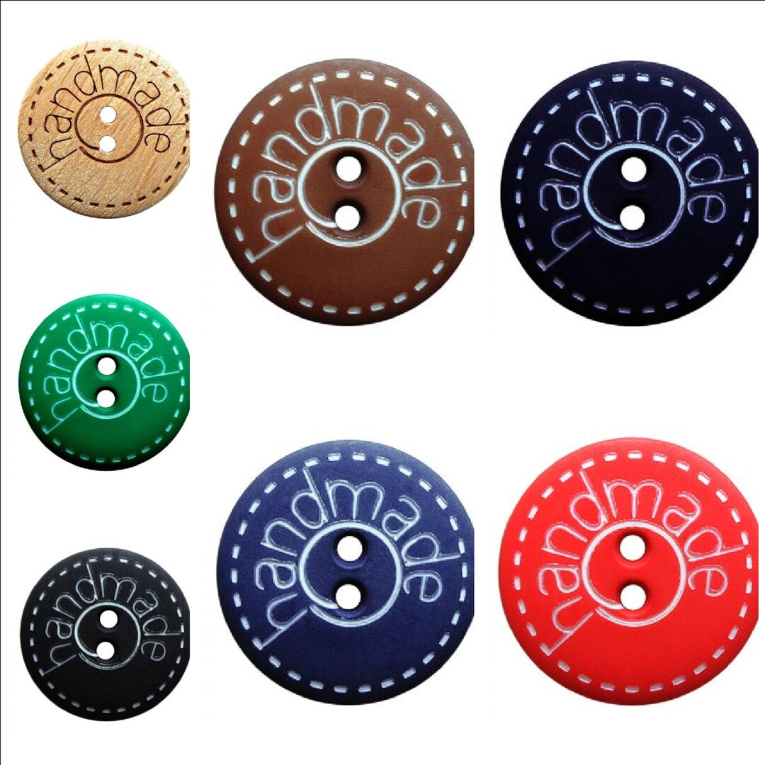 Round "handmade" Button Labels 2 Hole Wood Buttons - 5 Pack From Dill ...