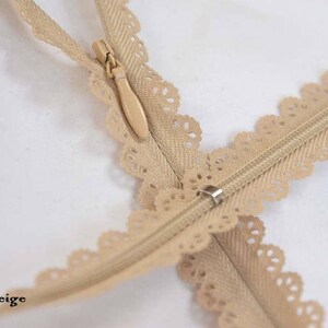 Pretty Lace-edged Stephanoise Zippers in Black, Pink, Grey, Lime, White ...