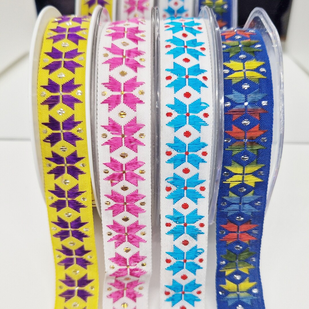 Woven Braid Jacquard Star Ribbon 20mm Wide Embroidered Fabric Ribbons 2 ...