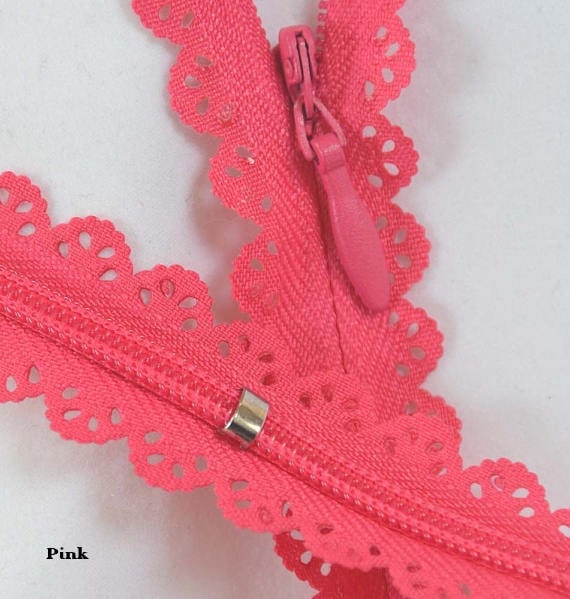 Pretty Lace-edged Stephanoise Zippers in Black Pink Grey | Etsy UK