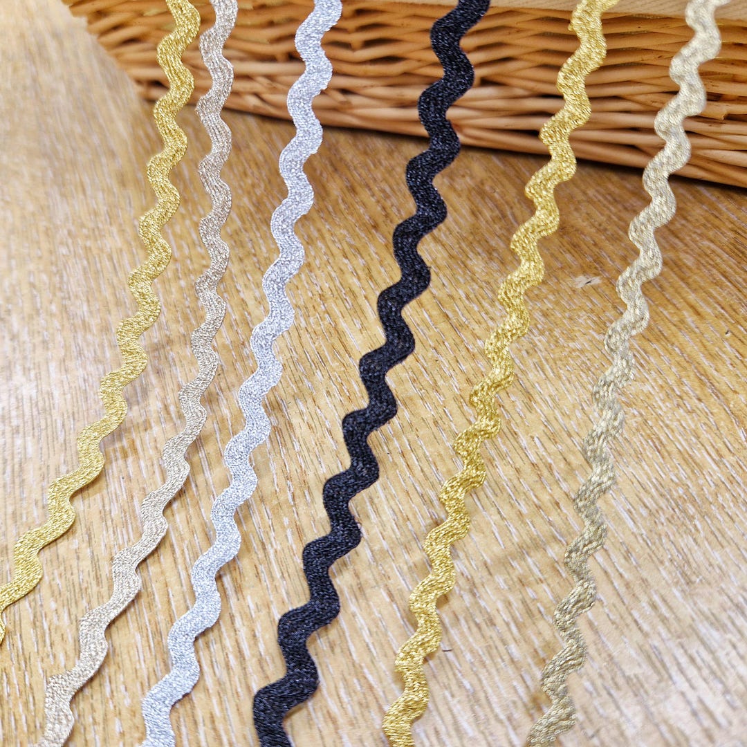 3 Metres Wavy Metallic Ric Rac Ricrac Zigzag Trim Braid 7 Mm 9mm Black ...