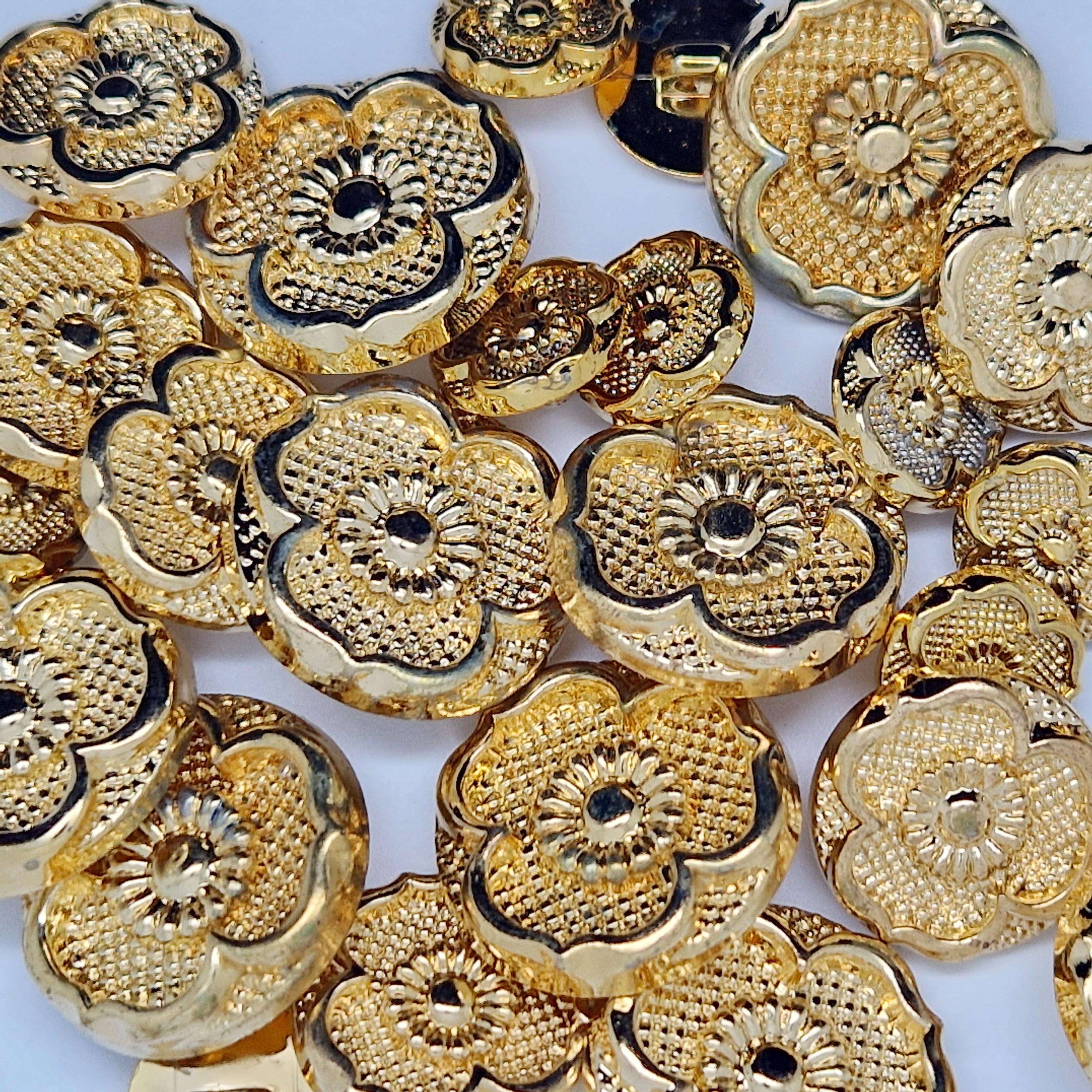Round Gold Button Shank Sewing Buttons X 10 Plastic Gold Colour Pack of ...