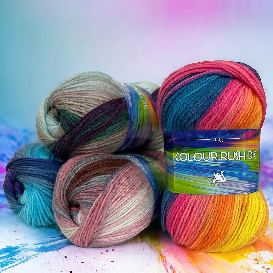 Cygnet Yarn COLOUR RUSH Double Knitting Crochet Self Stripe Acrylic ...
