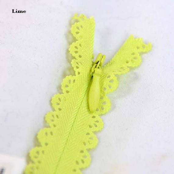 Pretty Lace-edged Stephanoise Zippers in Black, Pink, Grey, Lime, White ...