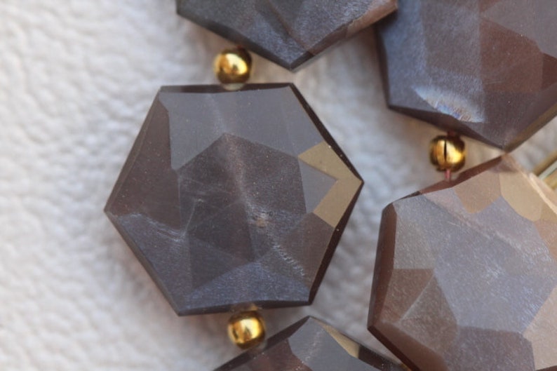 Natural 20 Piece Faceted Hexagons Drilled Coffee Moonstone - Etsy