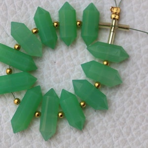 11 Pieces Faceted Chrysoprase Colour CHALCEDONY Pencil Beads ...