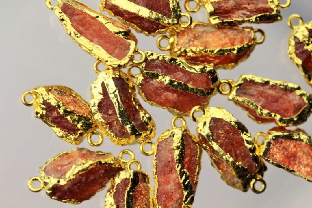 Natural 5 Piece Raw Connector SUNSTONE Rough Electroplated - Etsy