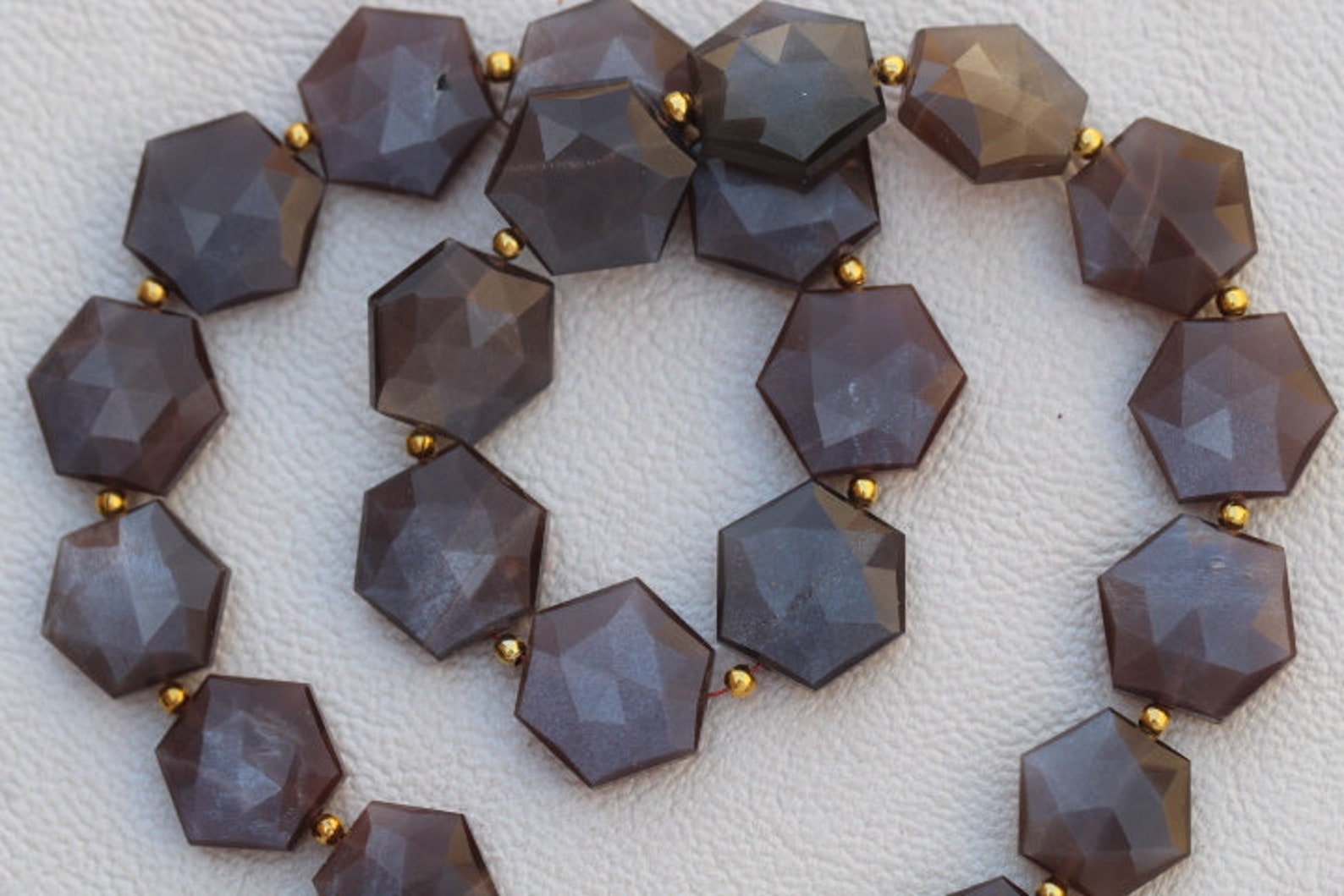 Natural 20 Piece Faceted Hexagons Drilled Coffee Moonstone - Etsy