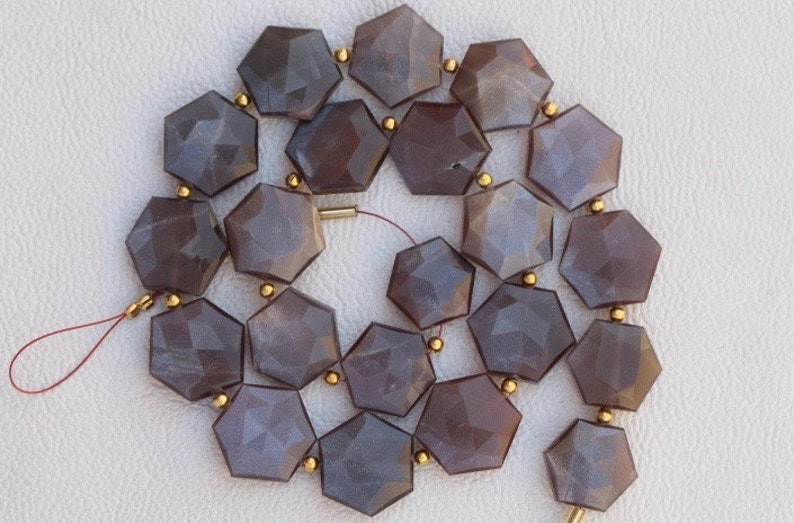 Natural 20 Piece Faceted Hexagons Drilled Coffee Moonstone - Etsy