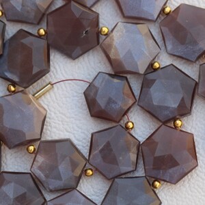 Natural, 20 Piece Faceted Hexagons Drilled Coffee Moonstone Briolette ...