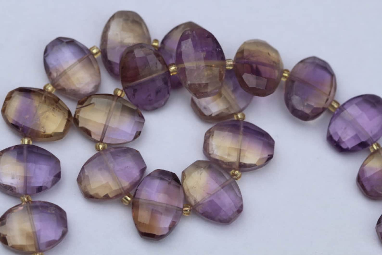 Natural 20 piece faceted ametrine oval briolette gemstone | Etsy