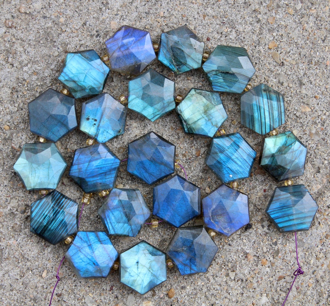 Natural 20 Pieces Faceted Fancy Hexagon Drilled Labradorite - Etsy