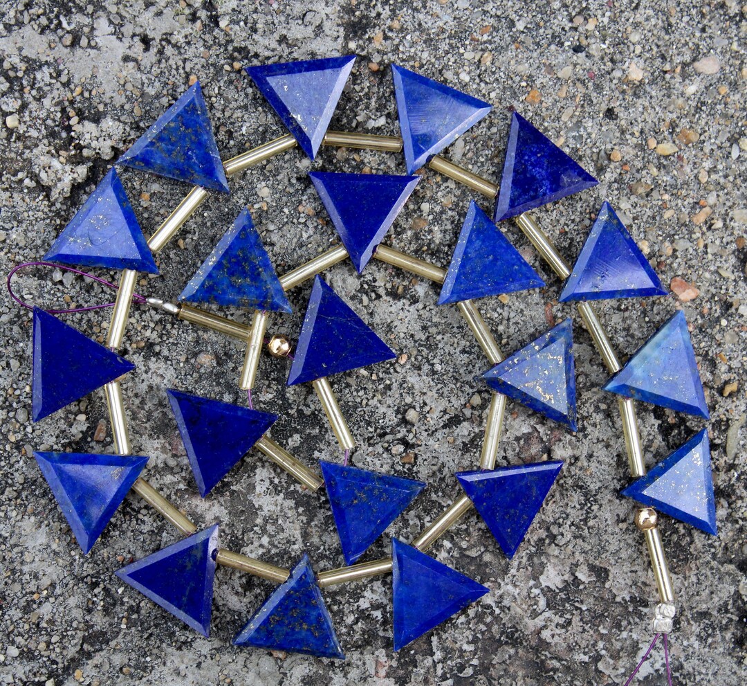 Natural, 20 Pieces Faceted Fancy Lapis Lazuli Triangle Gemstone Beads ...