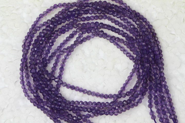 5 Strand of 13 inch long strand faceted AMETHYST rondelle | Etsy