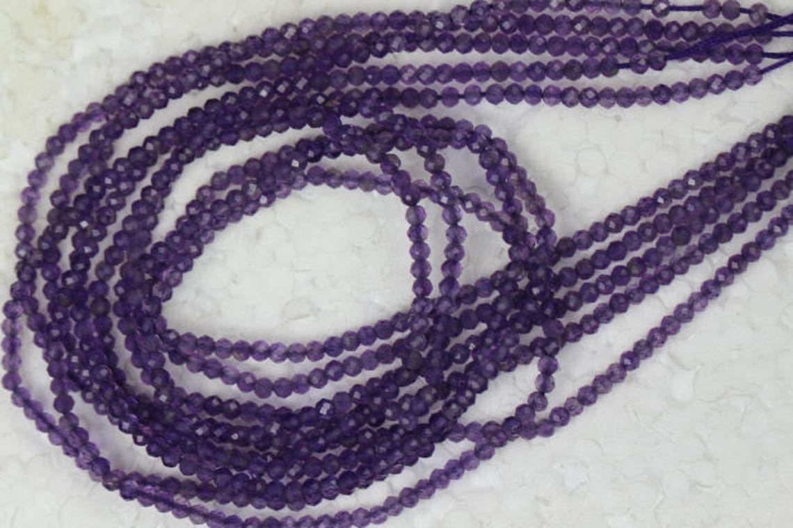 5 Strand of 13 inch long strand faceted AMETHYST rondelle | Etsy