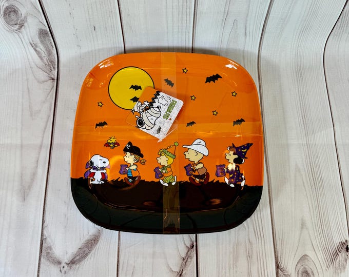 Peanuts Charlie Brown Snoopy Halloween Night Melamine Dinner Plates Set ...