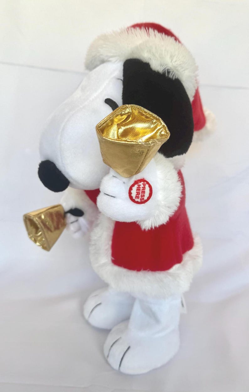 Vintage Christmas Peanuts Santa Snoopy Bell Ringer With Sound & Motion ...