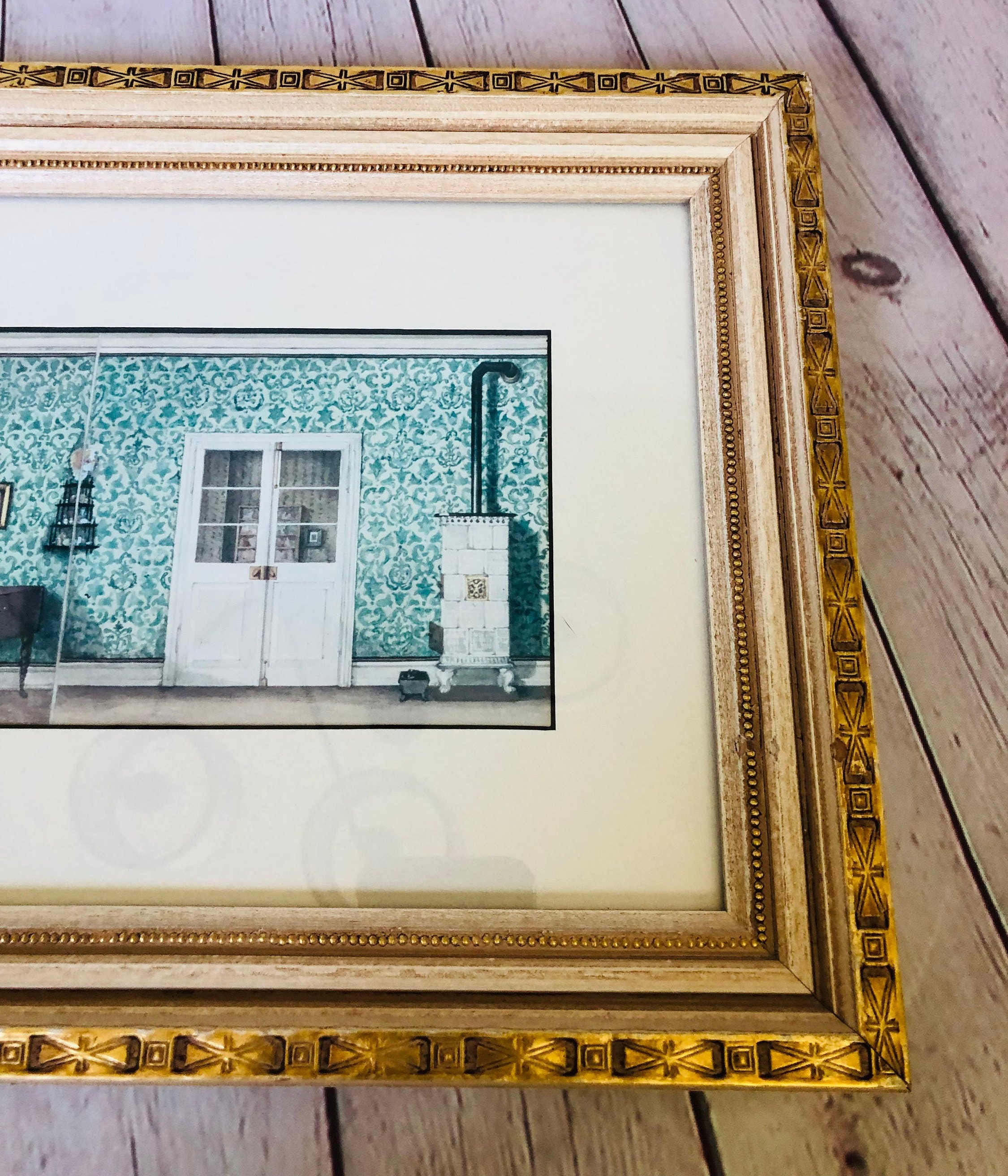 Vintage Bombay Company Green Picture Framed Art Farmhouse - Etsy