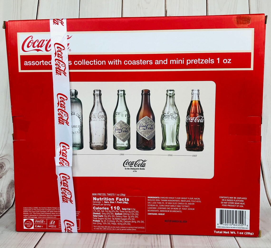 Coca Cola Glass Collectors Gift Set With Coasters Birthday - Etsy