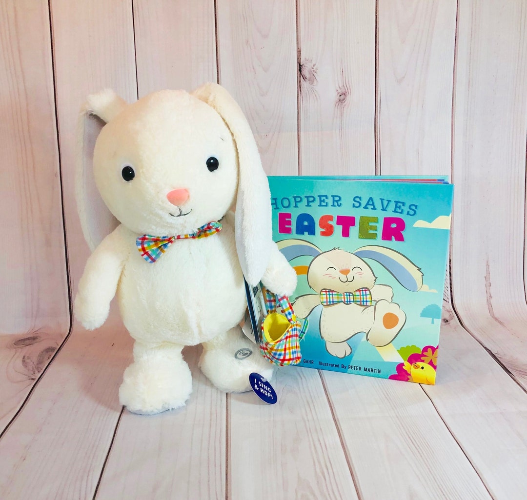 Hoppy Easter Bunny Plush With Sound Motion & BOOK - Etsy