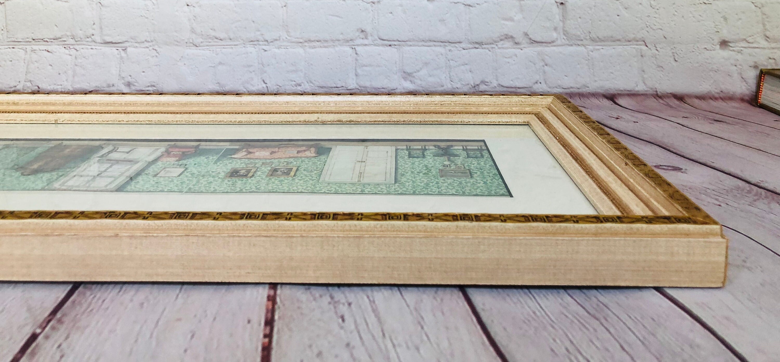 Vintage Bombay Company Green Picture Framed Art Farmhouse Victorian ...