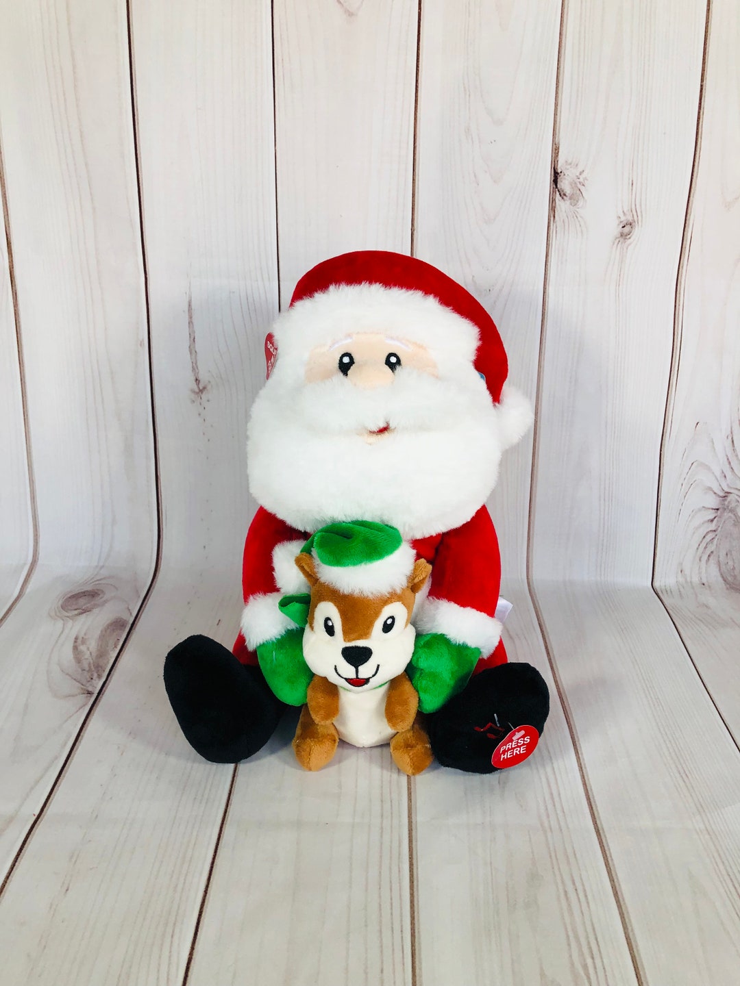 Chip 'n Claus Christmas Santa and Chipmunk Plush Sound Motion Cuddle ...