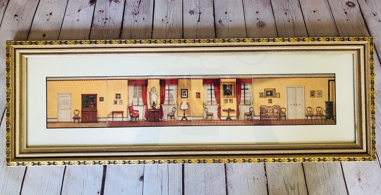 Vintage Bombay Company Green Picture Framed Art Farmhouse Victorian ...