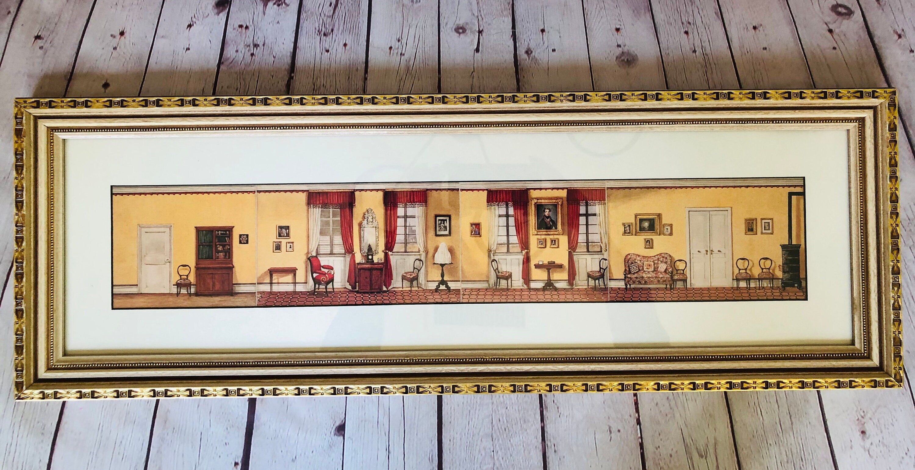Vintage Bombay Company Green Picture Framed Art Farmhouse Victorian ...