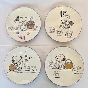 Peanuts Snoopy Easter Bunny Appetizer Plates Set of 4 - Etsy