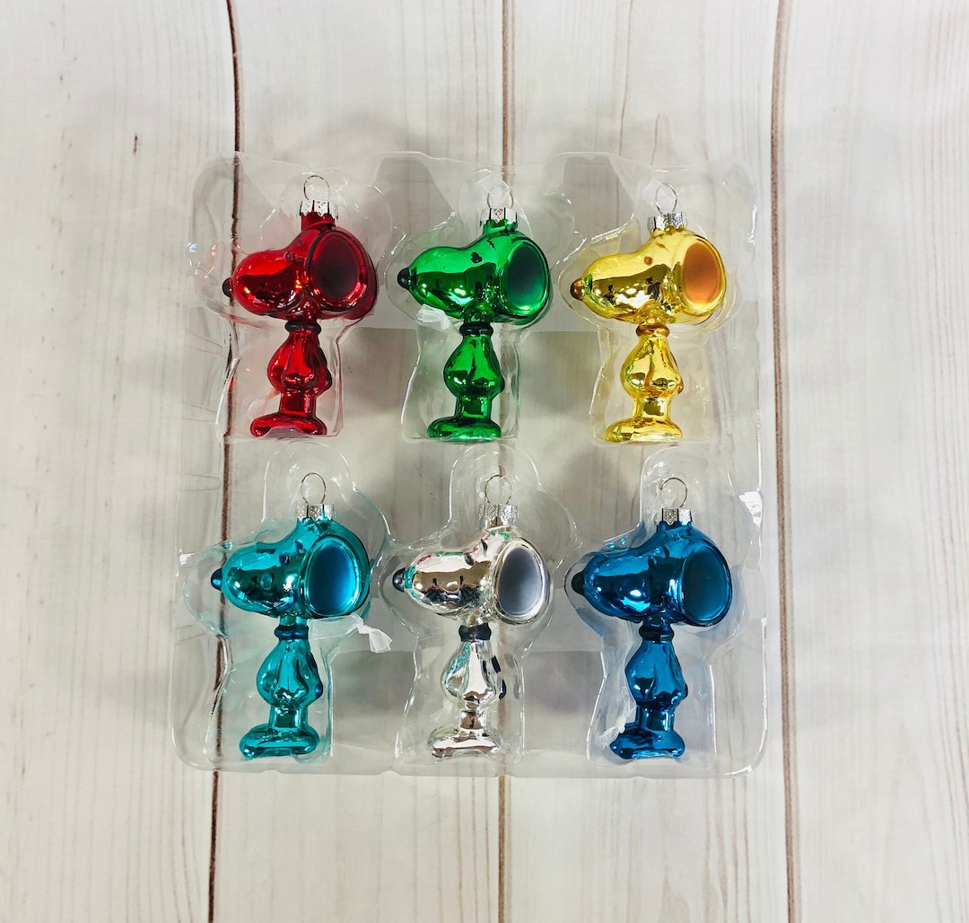 Peanuts Snoopy Christmas Glass Ornaments Set of 6 - Etsy