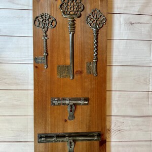 Wood Wall Decor With Latch Locks & Scrolled Keys Farmhouse Country - Etsy