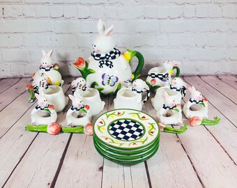 Miniature Bunny Tea Set - Etsy
