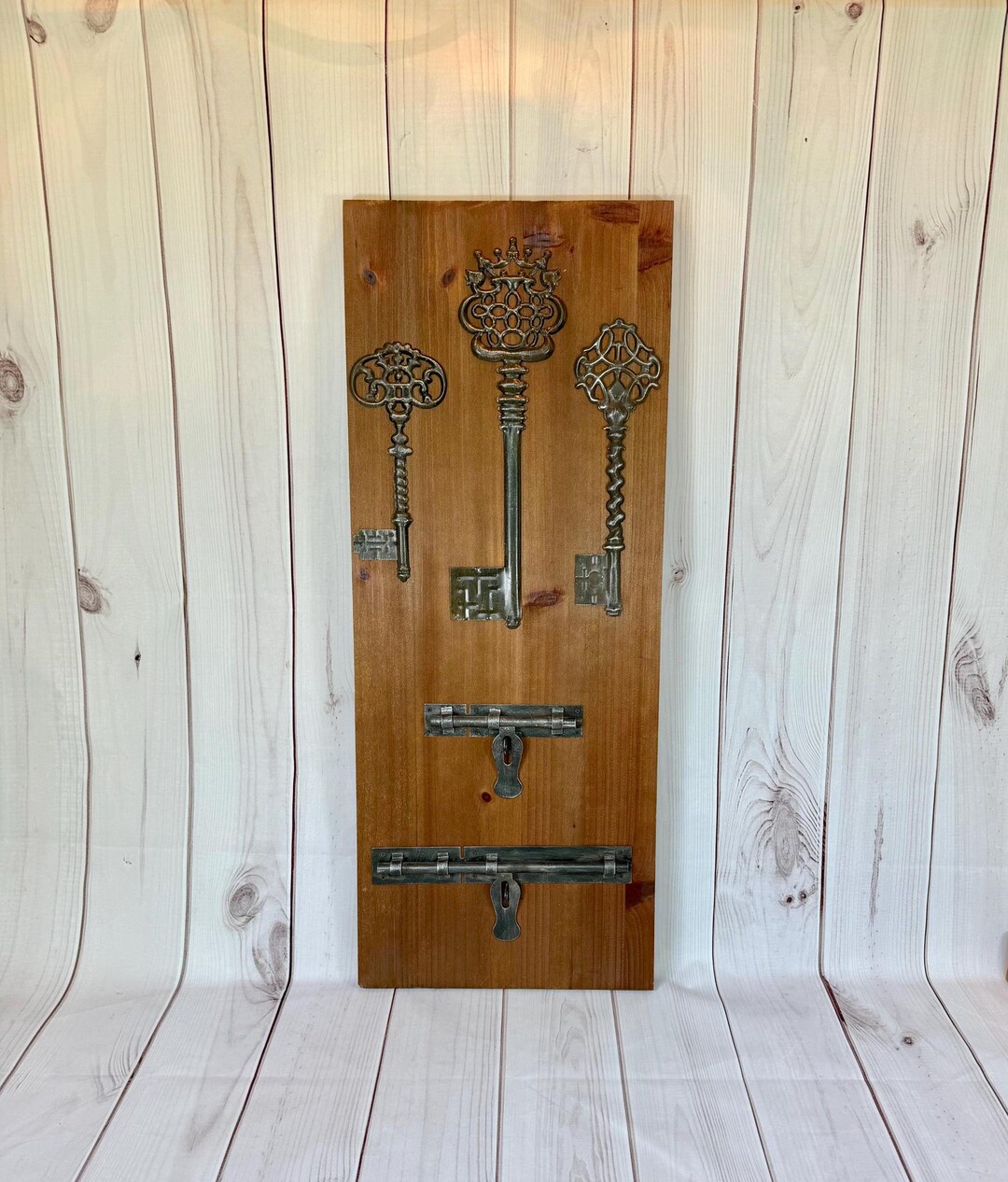 Wood Wall Decor With Latch Locks & Scrolled Keys Farmhouse Country - Etsy