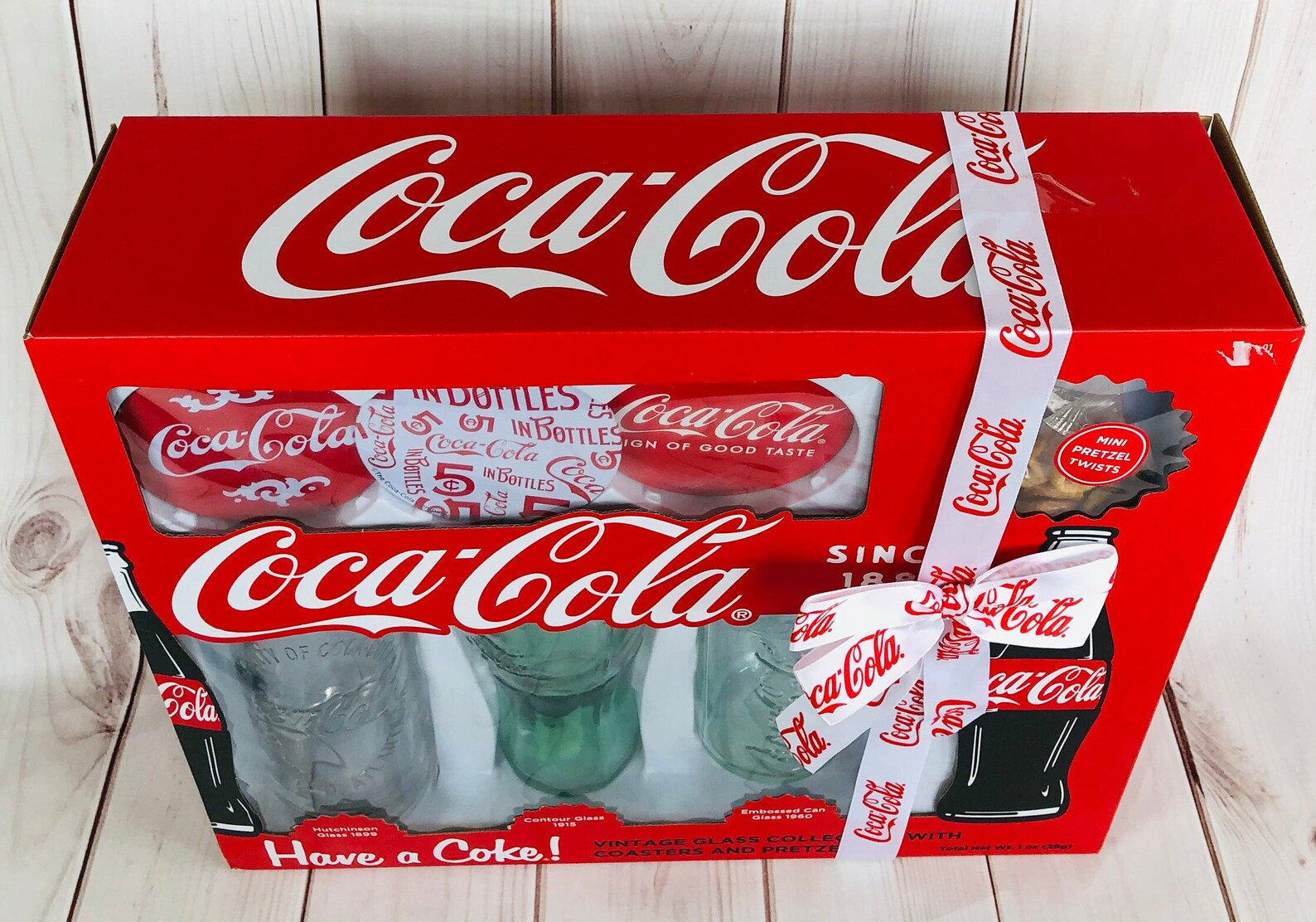 Coca Cola Glass Collectors Gift Set With Coasters Birthday - Etsy