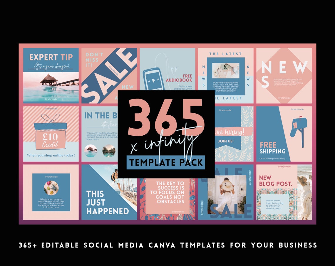 365 Editable Social Media Post Templates - Etsy