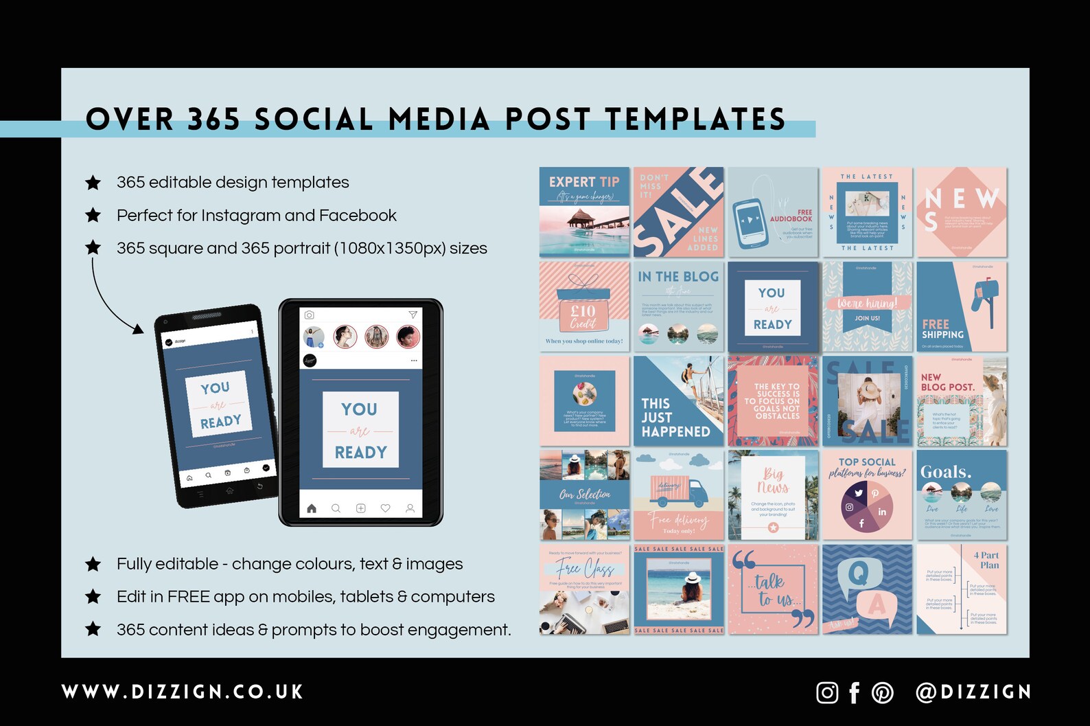 365 Editable Social Media Post Templates - Etsy