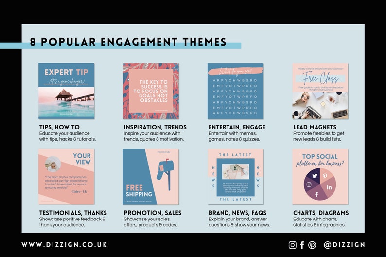 365 Editable Social Media Post Templates - Etsy