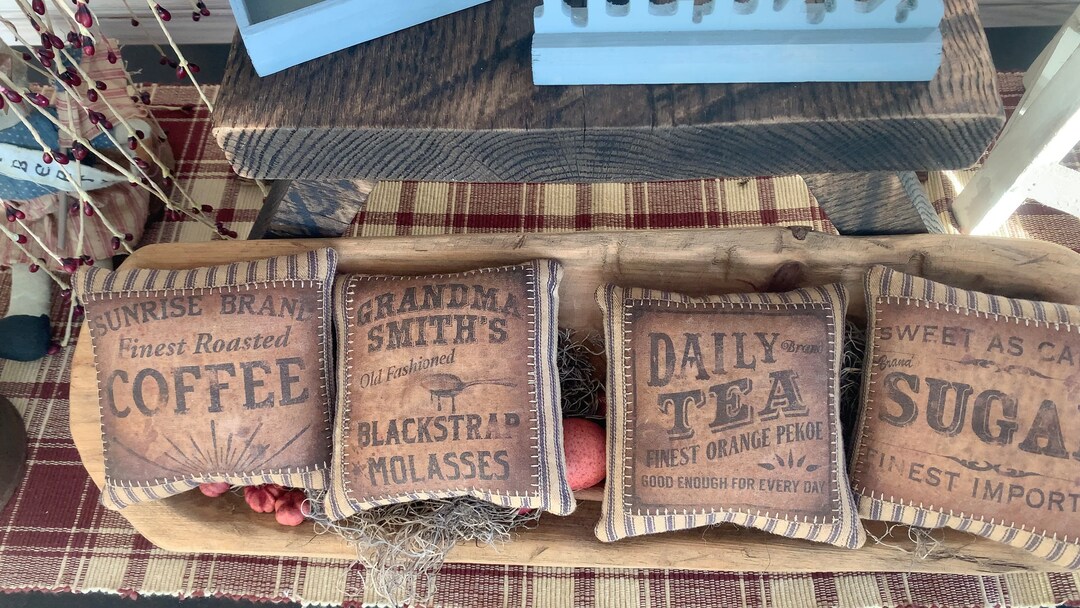 Set of Four Primitive Farmhouse Pillow Tucks, Bowl Fillers, Rustic ...