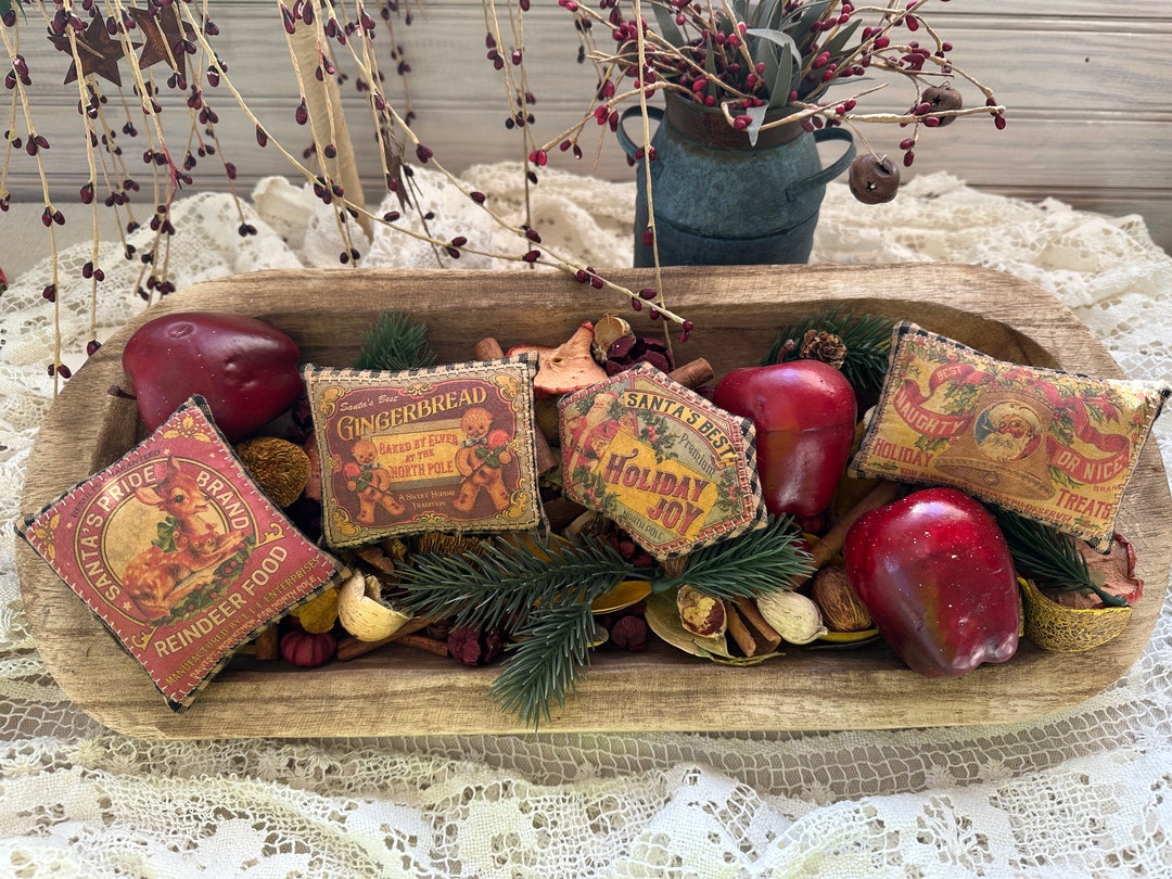 Set of 4 Primitive Pillow Tucks Vintage Christmas Pillow - Etsy