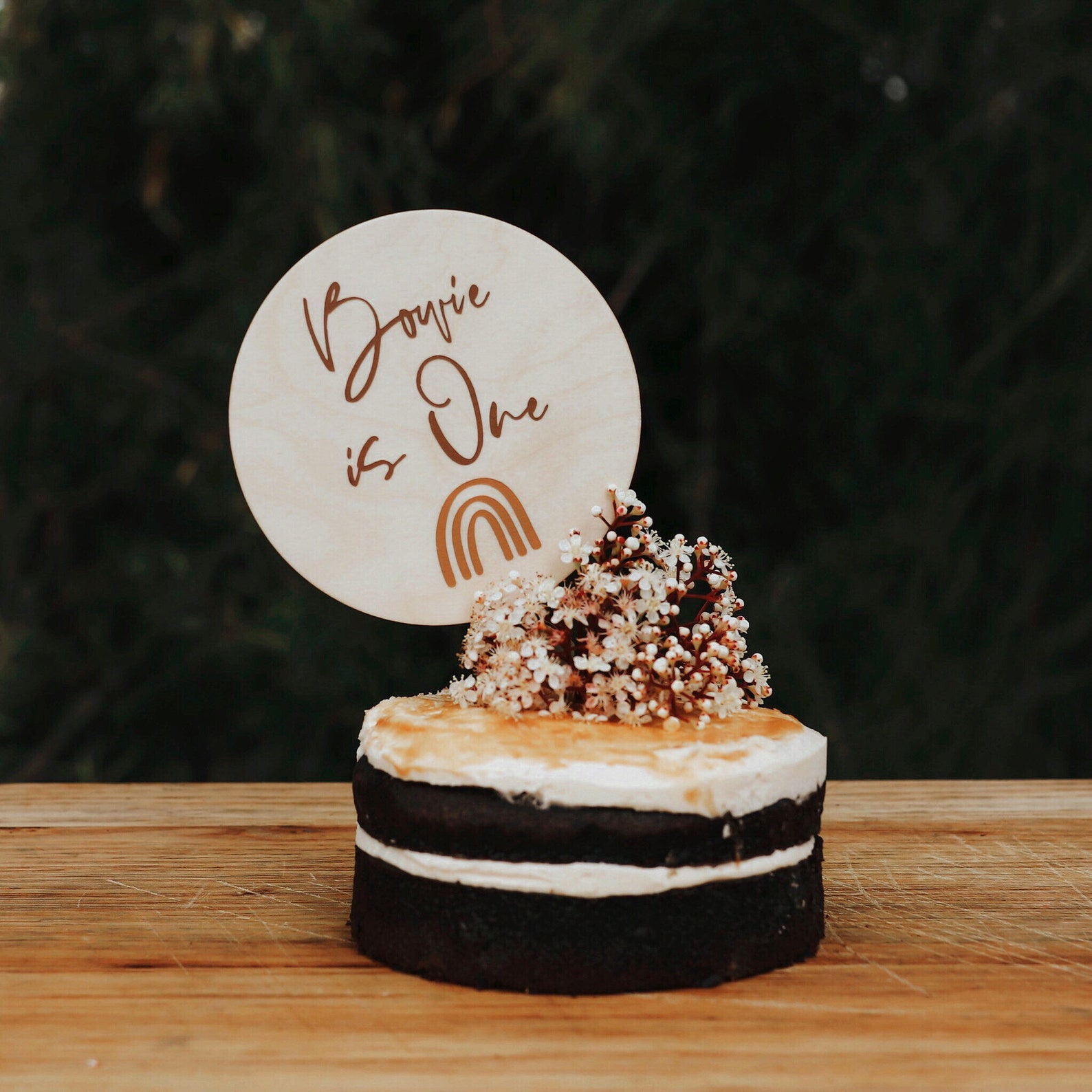 Rainbow Cake Topper | Wooden Name Age Cake Topper | First Birthday Cake ...